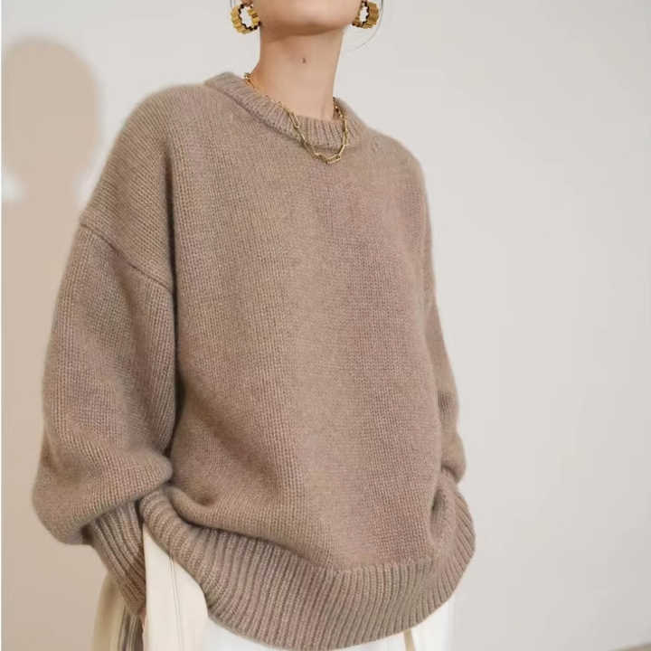 ELEGANT High End Cashmere Sweaters Mujer Full Sleeve O-Neck Loose ...