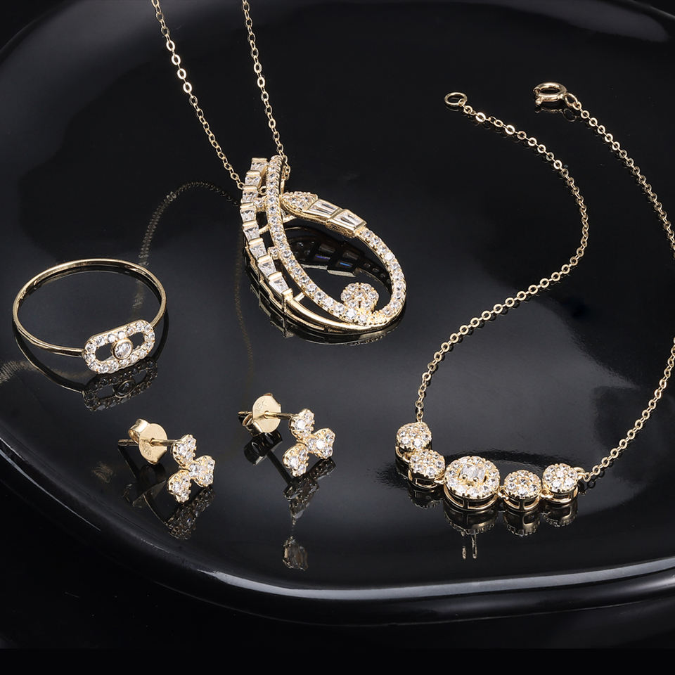 18K Solid Gold Jewelry Set OEM/ODM Factory Service Piercing Stories ...