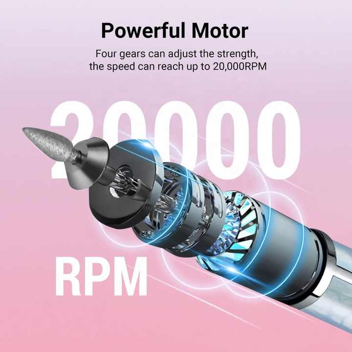 4 Speeds Rechargeable Electric Nail File Multi-Function Toenail Sander ...