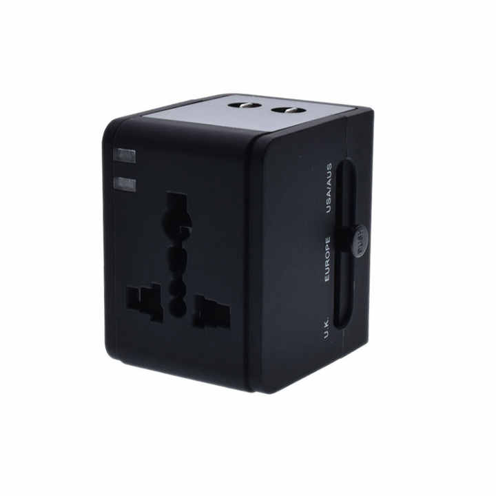 All in One Universal International Plug Adapter 2 USB Port World Travel AC Power Charger Adaptor ...