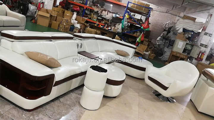 Luxury Living Room Sofa - ROKAJA Multifunction Leather Couch