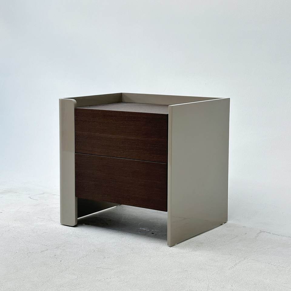 Luxury Modern Simple Bedroom Nightstand Minimalist Smoked Wood Panel ...