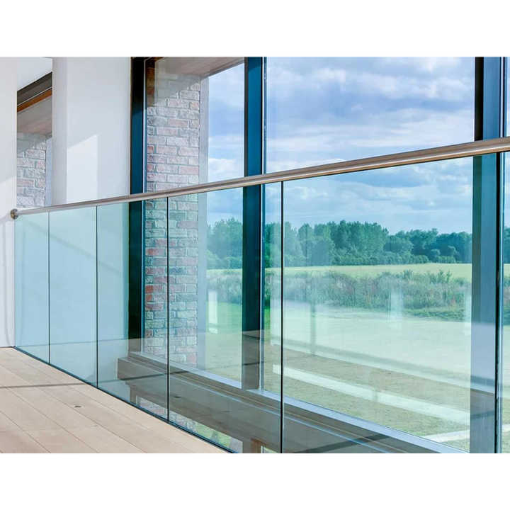U Channel Outdoor Aluminum Glass Balustrades Double Glass Frameless ...