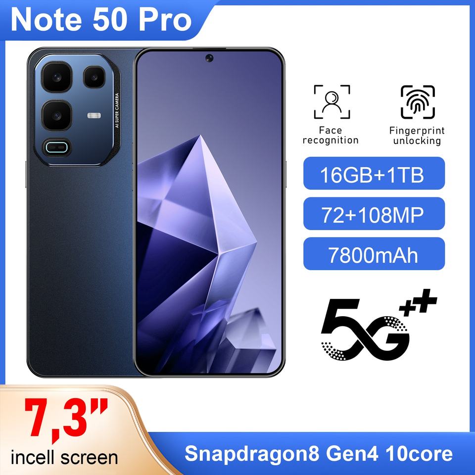 Eye-catching Note 50 Pro 5G Smartphone LED Display 2000MP AI Camera ...