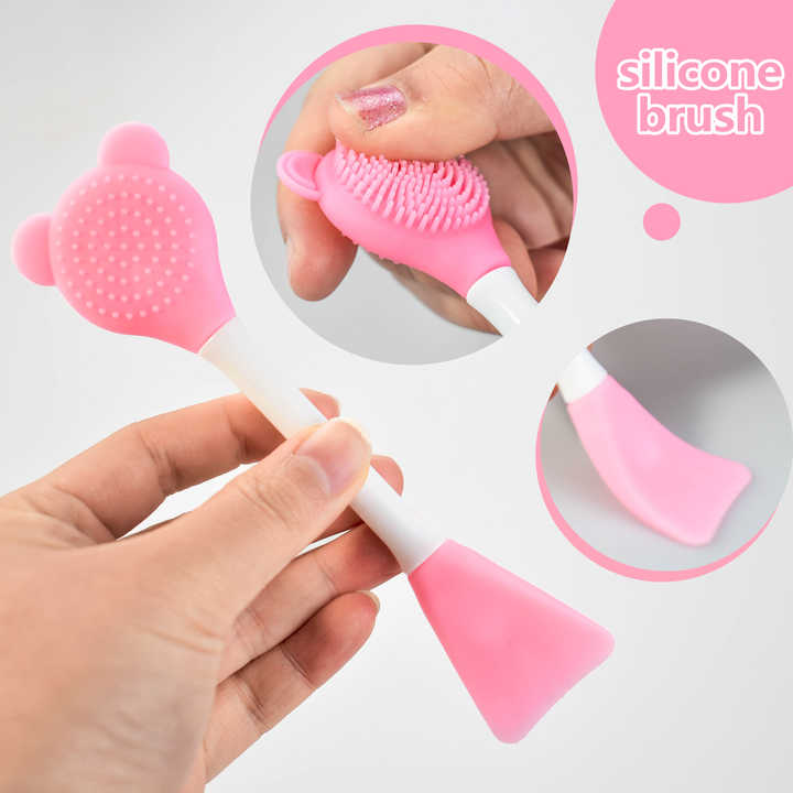 Cute Bear Shaped Double Facial Cleansing Mask Soft Hair Brush Silicone ...