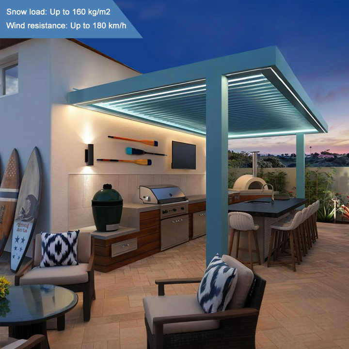 24ft X 14 Ft Free Standing Motorized Modern Louvered Pergola Structure ...