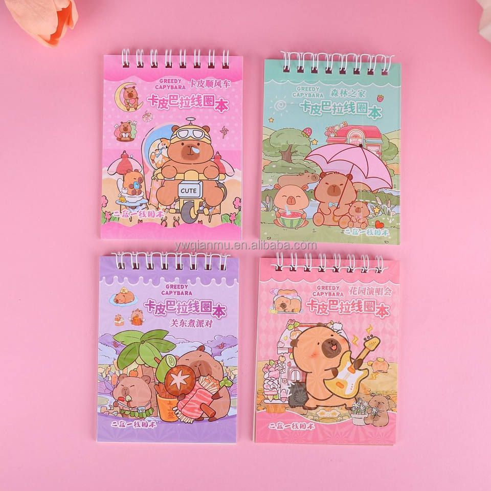 Cute cartoon spiral notebook set A7 mini pocket diary notebook suitable ...