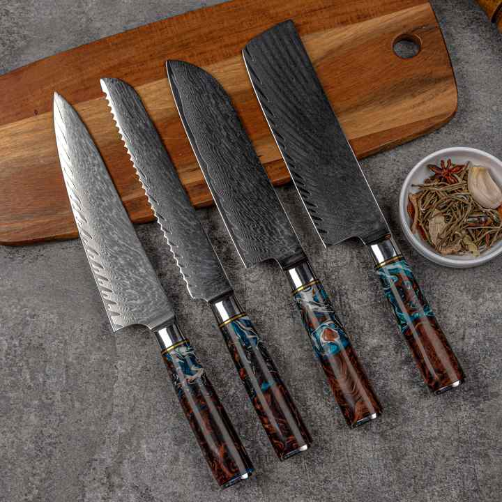 High Quality Damascus Steel Blade Kitchen Knife 9pcs New Classic ...