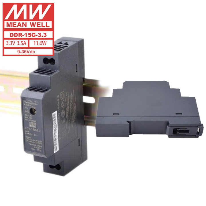 MeanWell DDR-15G-3.3 15W 3.3V DC-DC Din Rail Power Supply Single Output ...