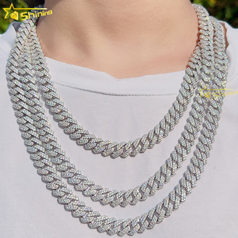 Wholesale Price Ice Out Hip Hop Men Cuban Necklace 10MM 2Rows 925 ...