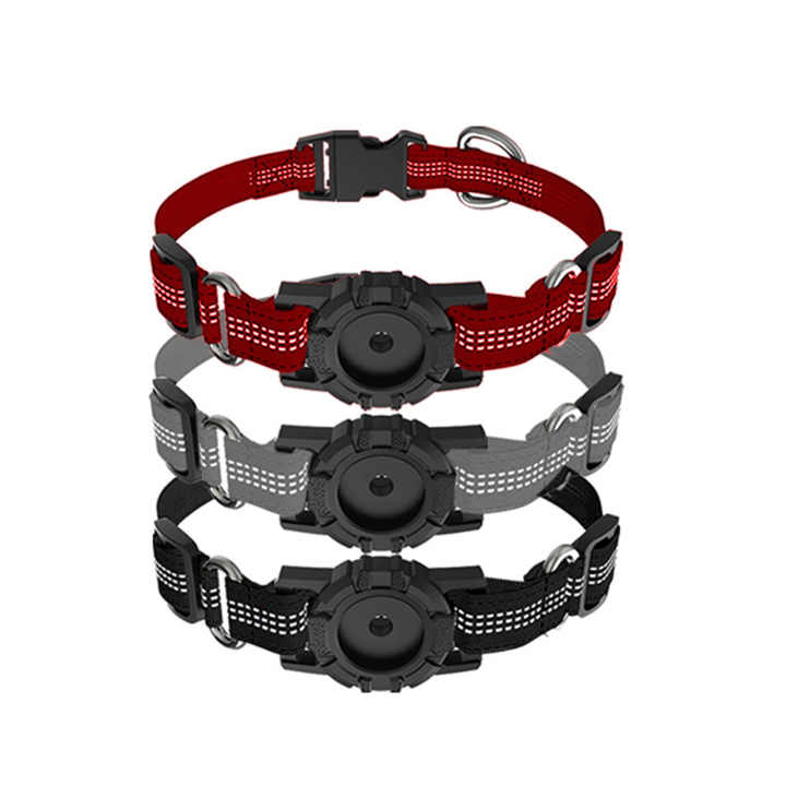 Reflective Airtag Dog Collar with Adjustable D Ring Buckle