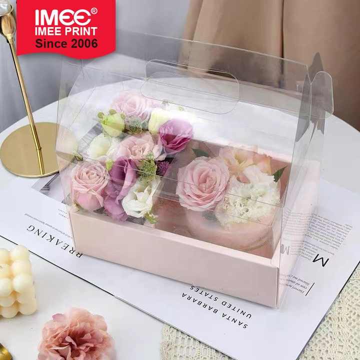 IMEE Beautiful Transparent Flower Packing Cake Box Hand Held Clear ...