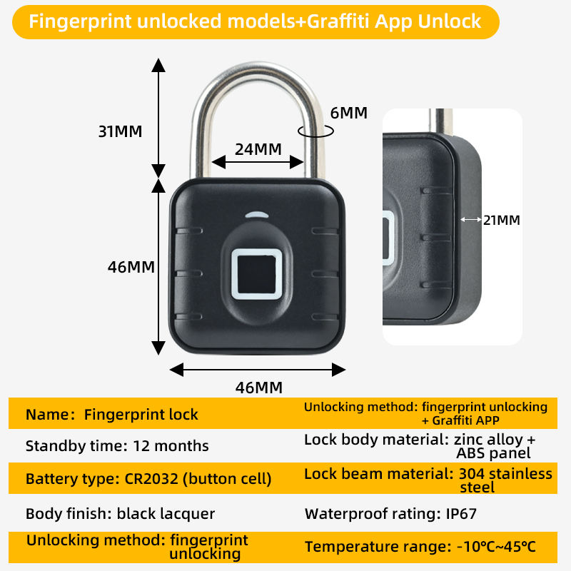 IP67 Waterproof Zinc Alloy ABS Keyless Smart Fingerprint Lock 304 ...