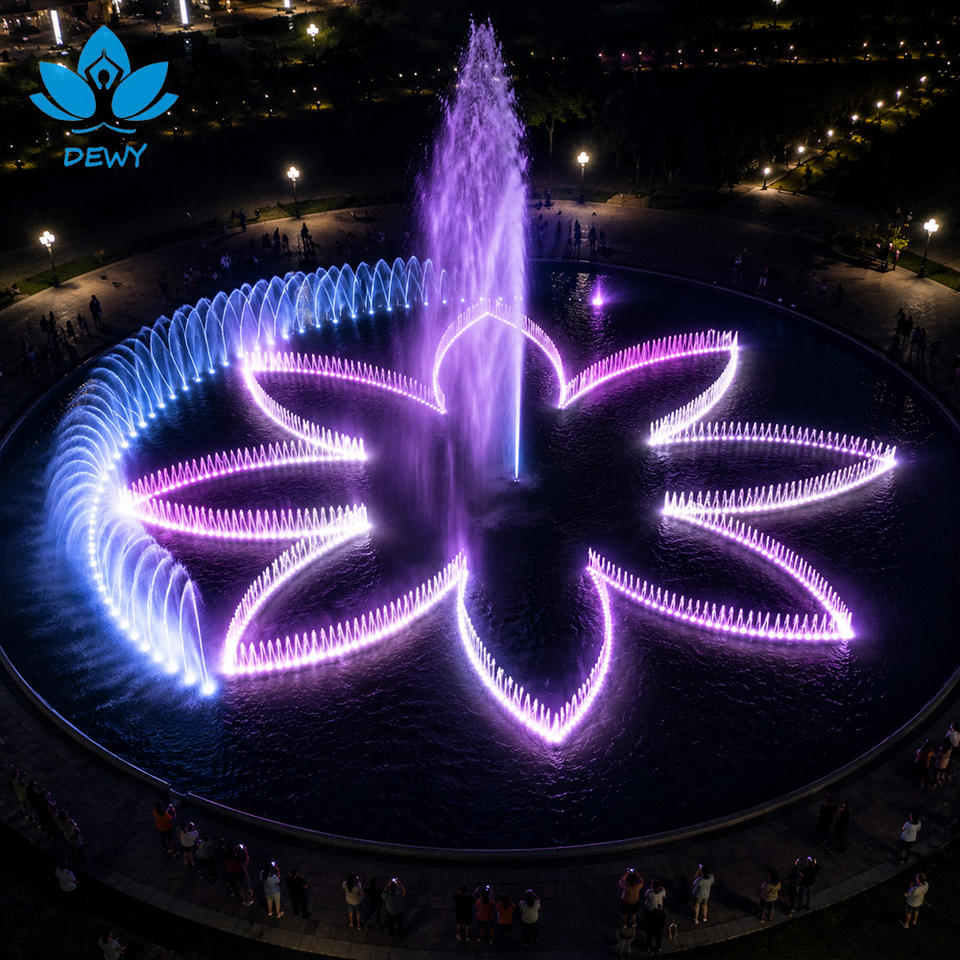 Multishape Flower Outdoor Fountain Dance Fountain Color Changing Light ...