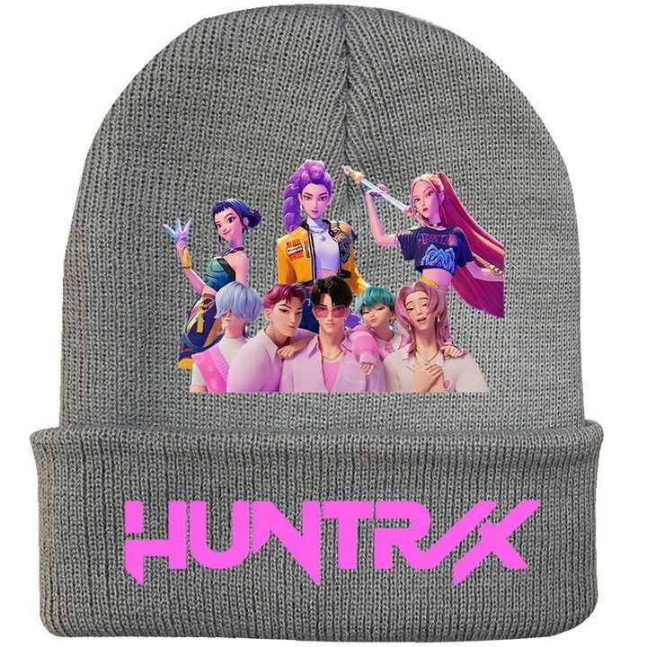 Hot Sale Kpop Demon Hunters Hats Winter Themed Print Beanie Roll-Brim ...