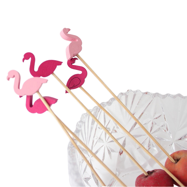 Jimao Flamingo 100 Count Disposable Natural Bamboo Cocktail Picks ...