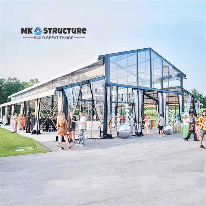 15X30 300 Seaters Transparent Levo Tent Black Frame Atrium