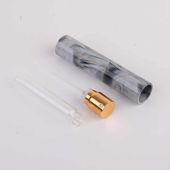 Rotating Perfume Atomizer Marble Pattern Plastic Shell Refillable Glass ...