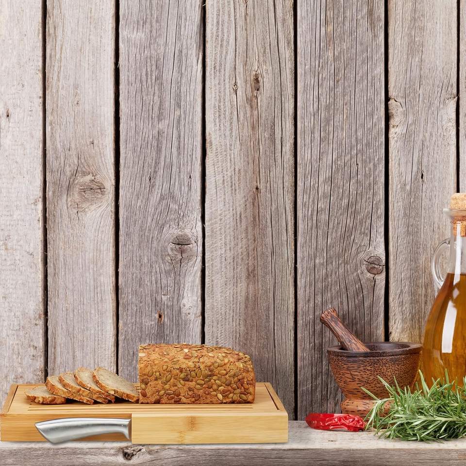 Bread Chopping Board Practical Bread Board with Stainless Steel Knife ...