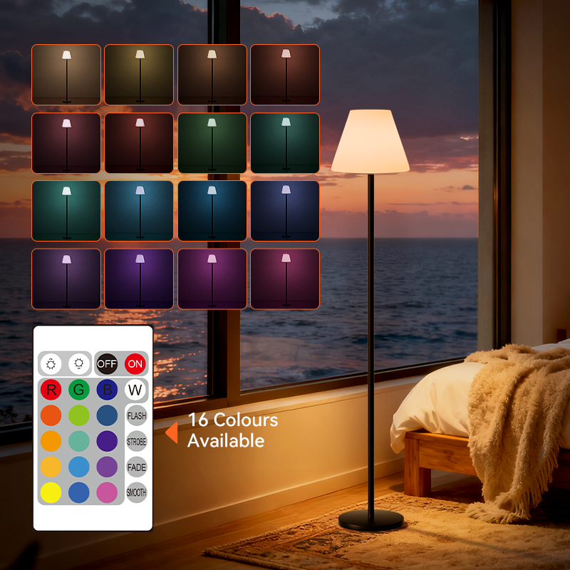 Modern Floor Lamp Simple Design with White Shade, Foot Pedal Switch ...