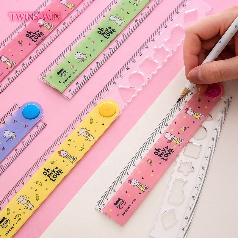 30cm Plastic Folding Straight Ruler - Lightweight & Durable