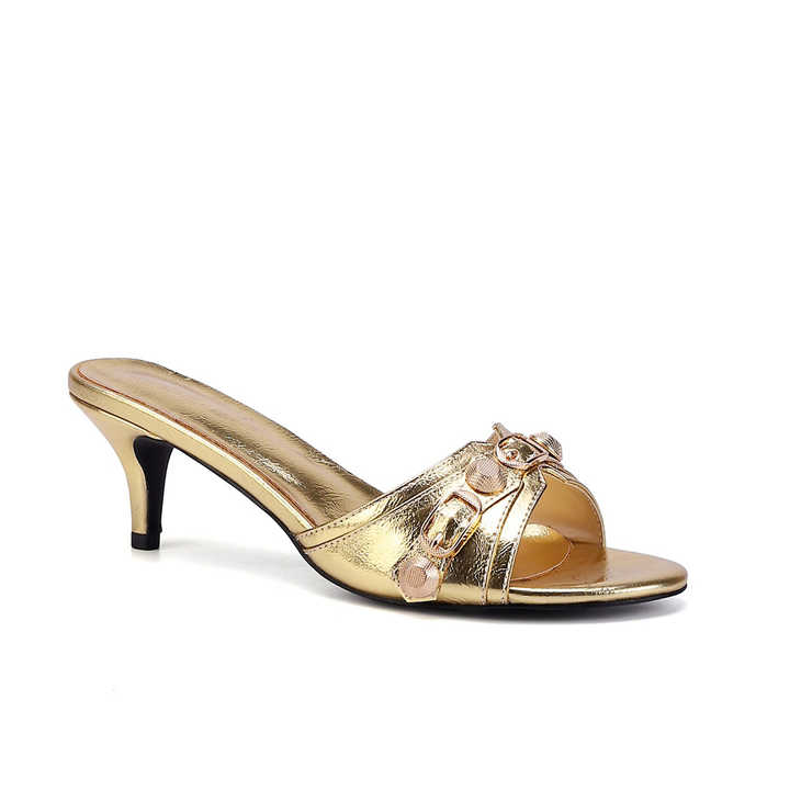 Bridge Custom Logo Golden Silver White Pink Medium Heel Shoes Sandals ...