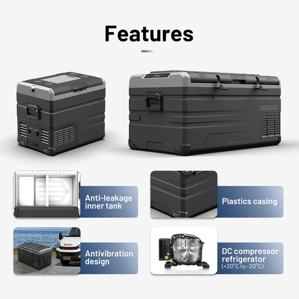 TD Series 12V Compressor Rechargeable Dual-Zone Portable Freezer Large ...