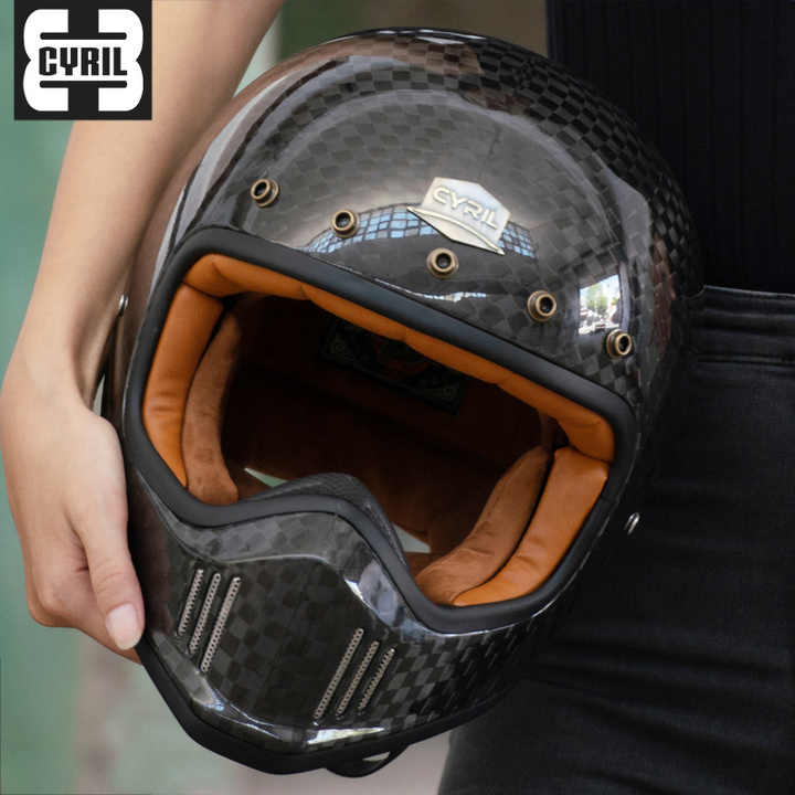 Vintage Cafe Racer Full Face Helmet - Retro & DOT ECE Approved
