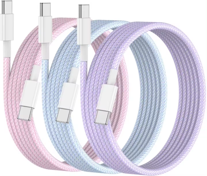 Custom color Nylon braid USB C to USB C Fast Charger Cord data cable ...