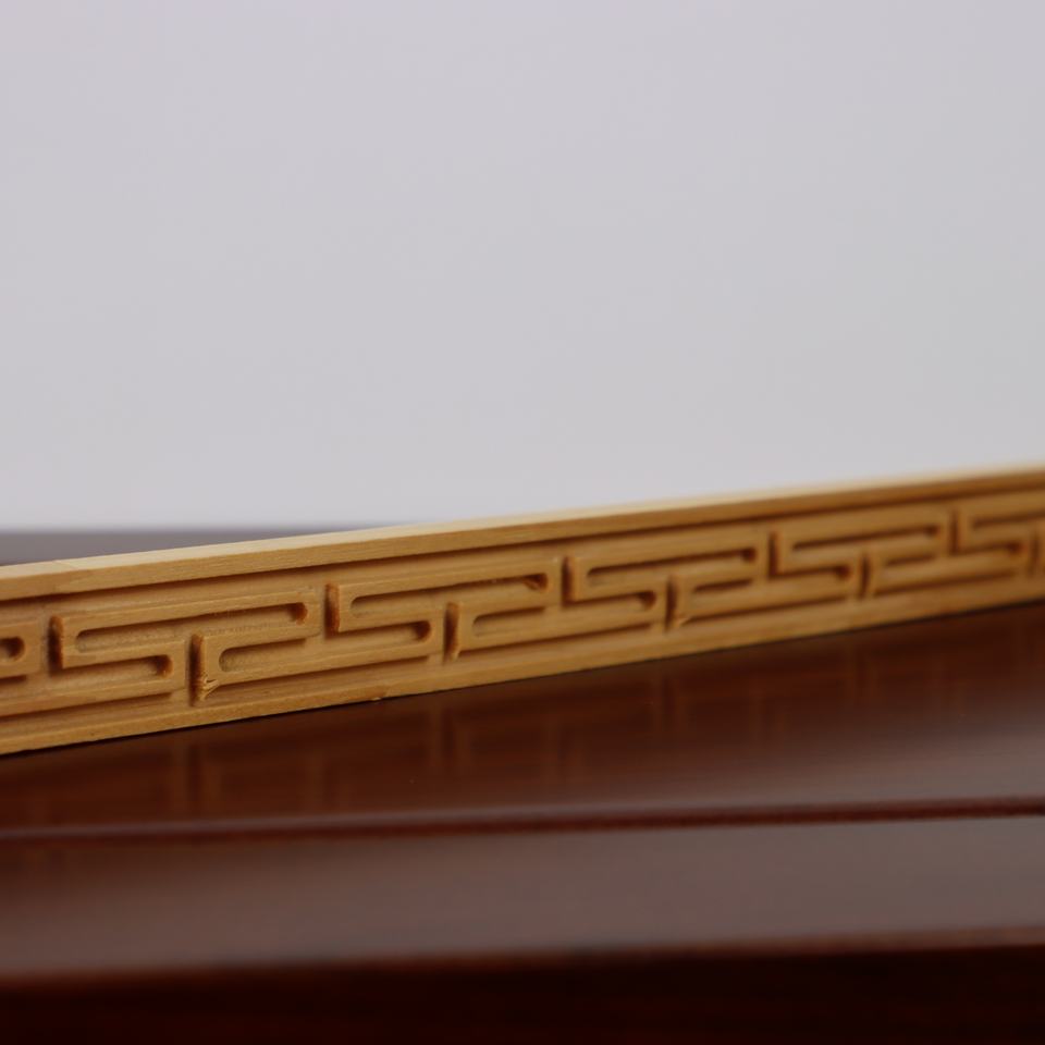 Traditional Meander Pattern Wooden Block - Rectangular Carved Cultural ...
