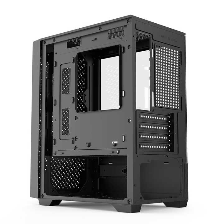Black Gaming PC Case with 0.4SPCC Steel & Dual HDD Bays