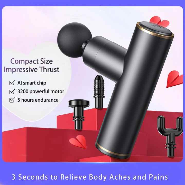 Rechargeable Mini Electric Massage Gun with 4 Deep Tissue Percussion ...