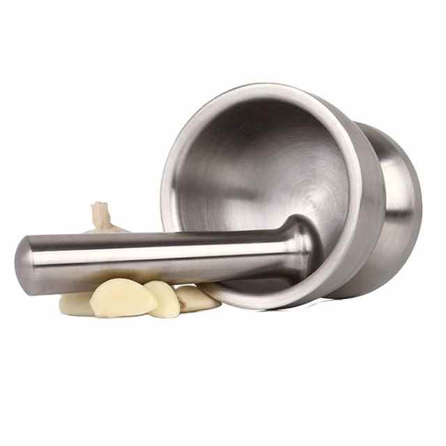 Double Solid Stainless Steel Grinder Kitchen Garlic Pugging Pot ...