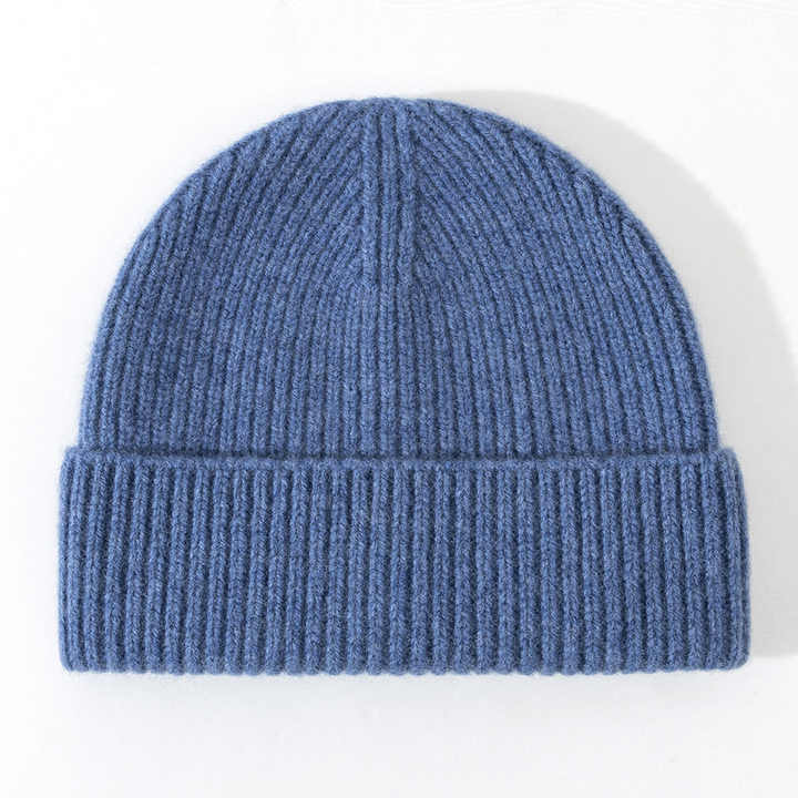 100% Merino Wool Knitted Beanie Hats Men Women Winter Warm Leather ...