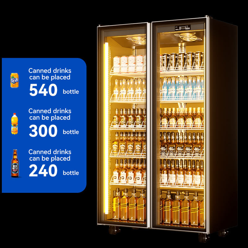Upright Double Door Commercial Beverage Cooler - Glass Display Fridge ...