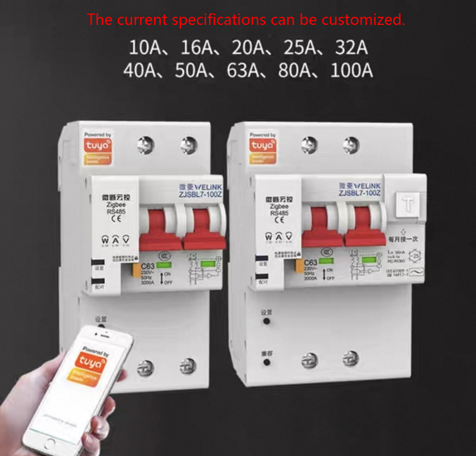 Tuya Zigbee Smart Circuit Breaker MCB 3p 63A Mini WiFi Energy Meter Kwh ...