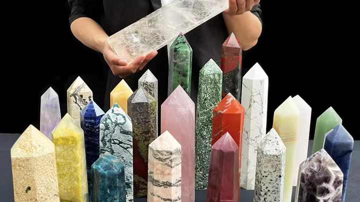 20-30CM Wholesale Mixed Large Size Crystal Tower Rose Quartz Wand Big ...