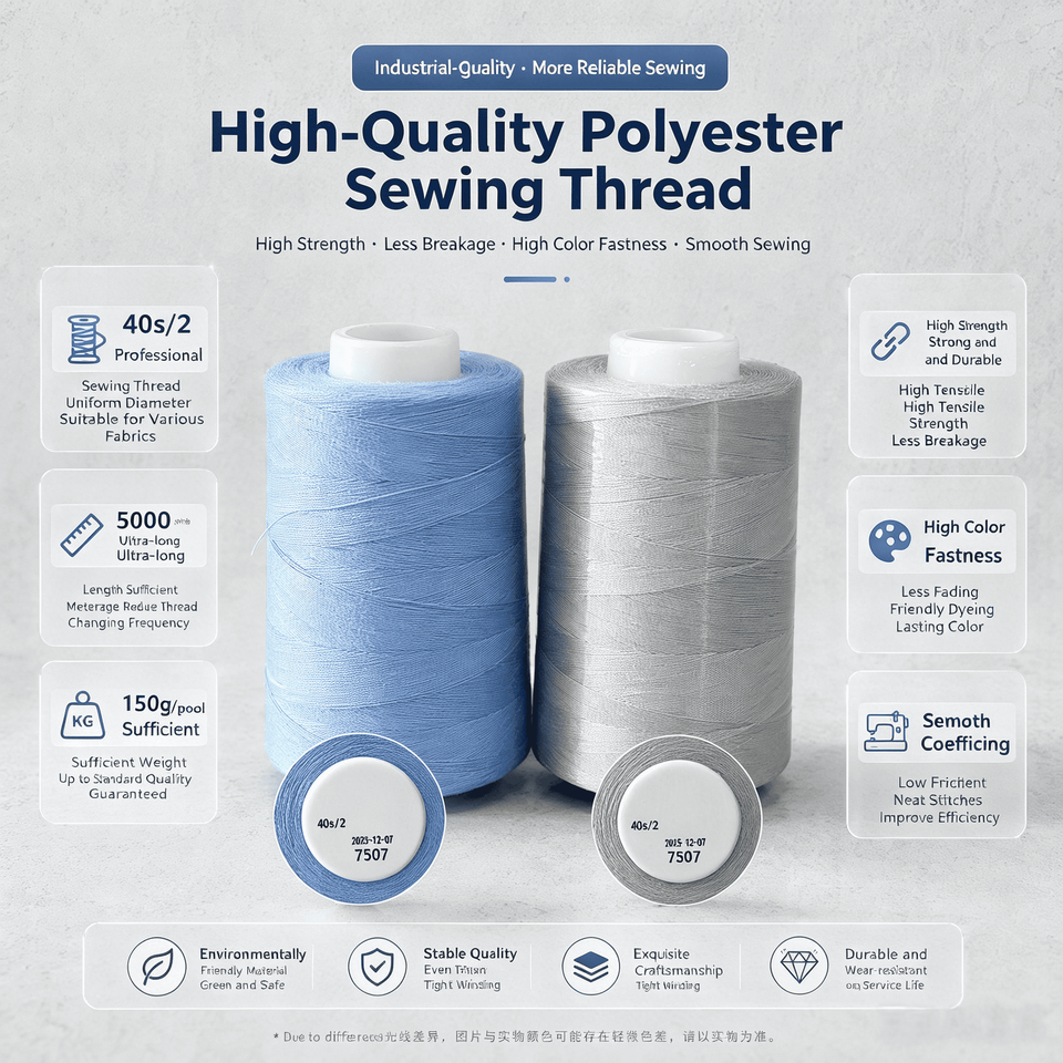 Factory Ready Stock 40s/2 Polyester Sewing Thread 5000Yards 150g ...
