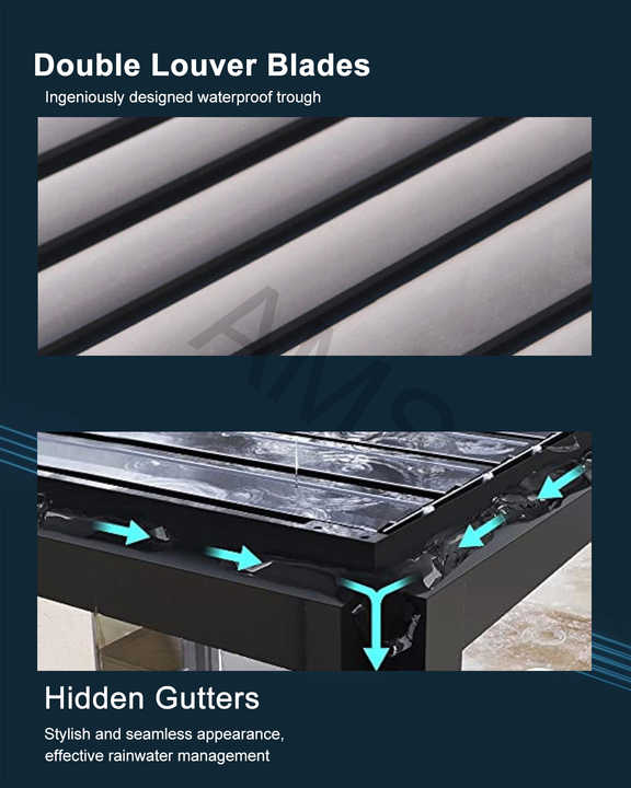 24ft X 14 Ft Free Standing Motorized Modern Louvered Pergola Structure ...