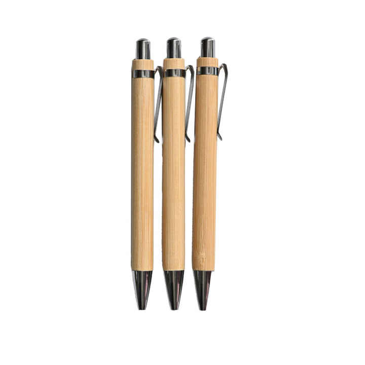 Custom Logo Printed Eco-Friendly Bamboo Ballpoint Pen with 1.0mm Ball Point Gel Ink Promotional ...