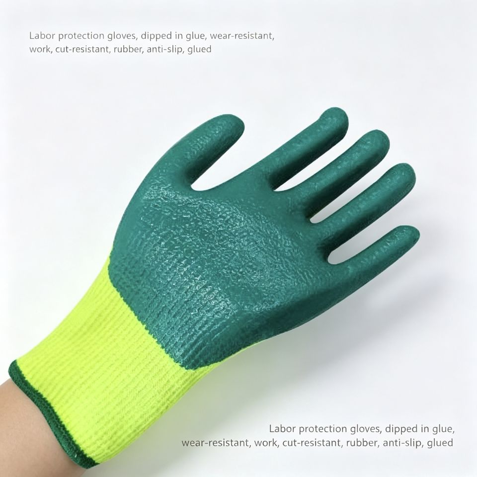 Thickened Latex Wrinkled Labor Protection Gloves Rubber-Coated Wear ...