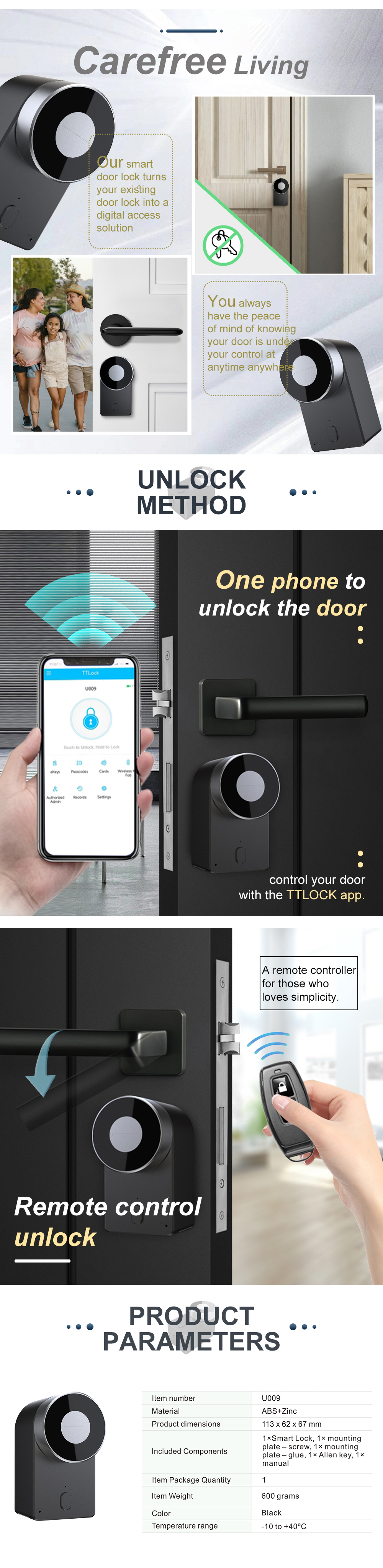 High Security Anti Theft TT Lock Smart Keyless Door Lock Thumb Turn ...