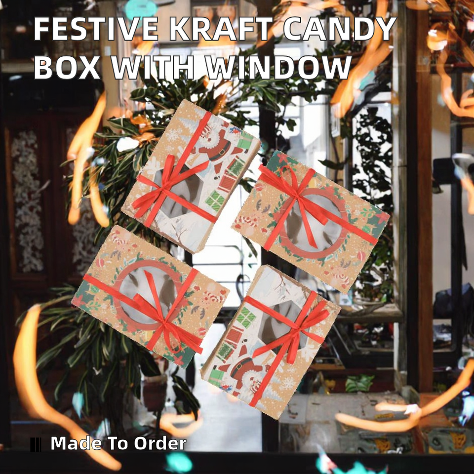Christmas Candy Kraft Paper Gift Packaging Box Matt Laminated Folders ...