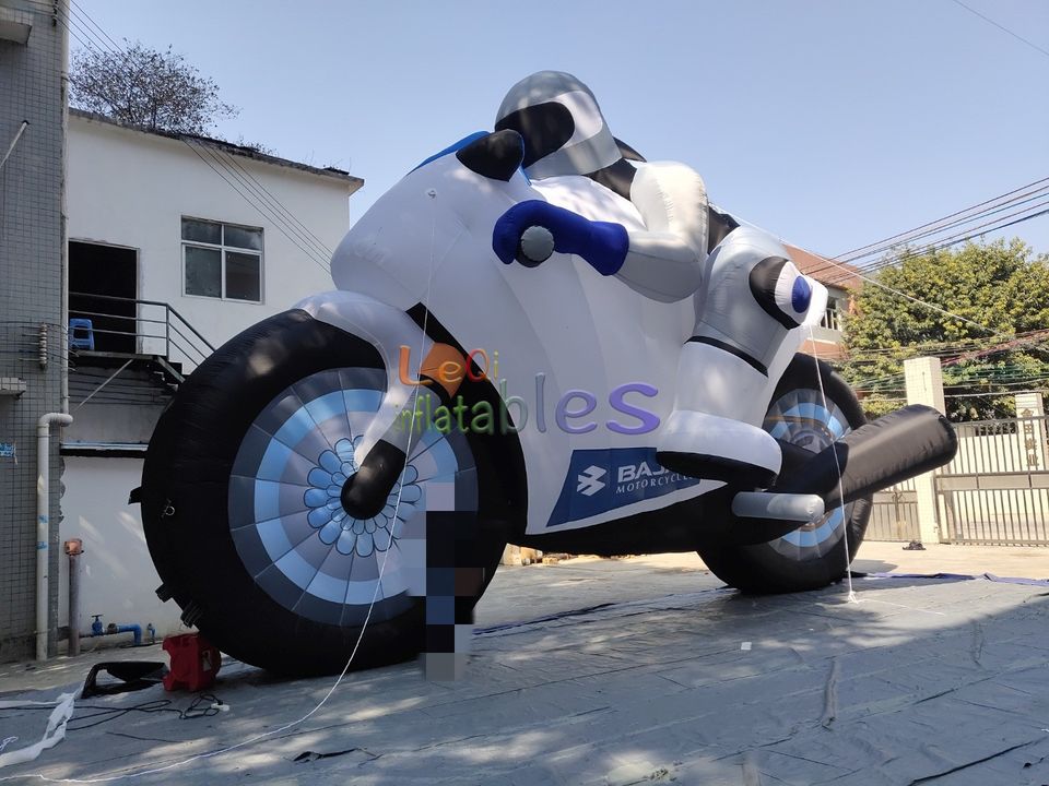 6m Long White Motorcyclist Inflatable Model for Exhibitions Publicity ...