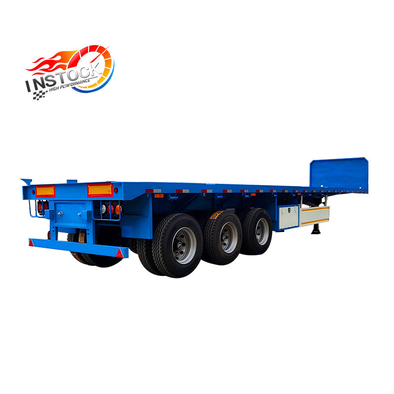 FUDENG Brand 2 3 4 Axles Flatbed Semi Trailer 20 40 ft Container Long ...