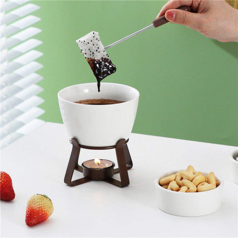Ceramic Chocolate Ice Cream Fruit Hot Pot Set with Heating and ...
