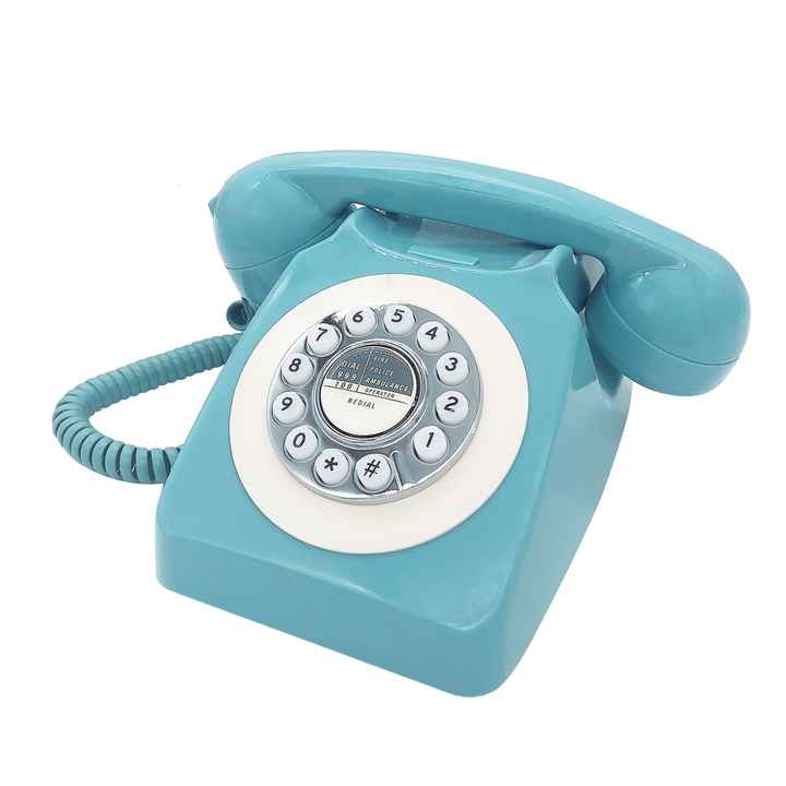 Blue Corded Phone - Retro Telephone Style from 1960s