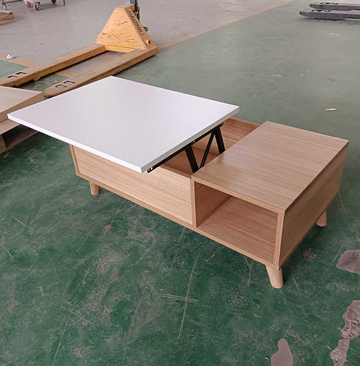 Lift up Top Wood Sofa Retractable Coffee Table Multi-functional Side ...