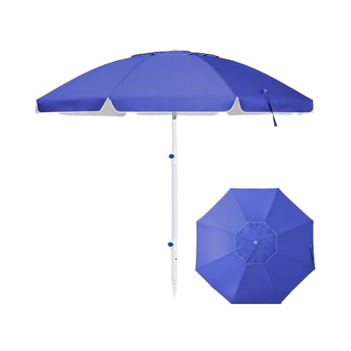 7.5FT Blue Outdoor Portable Parasol UV 50+ Protection Wind Resistance ...