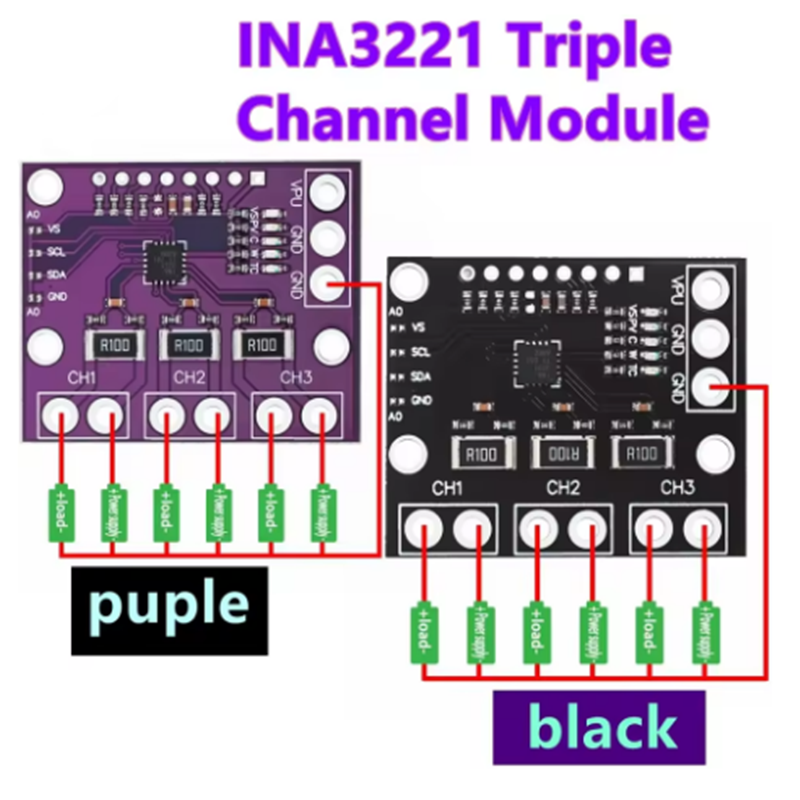 INA3221 Triple-Channel Module, High-Side Measurement, Shunt and Bus ...